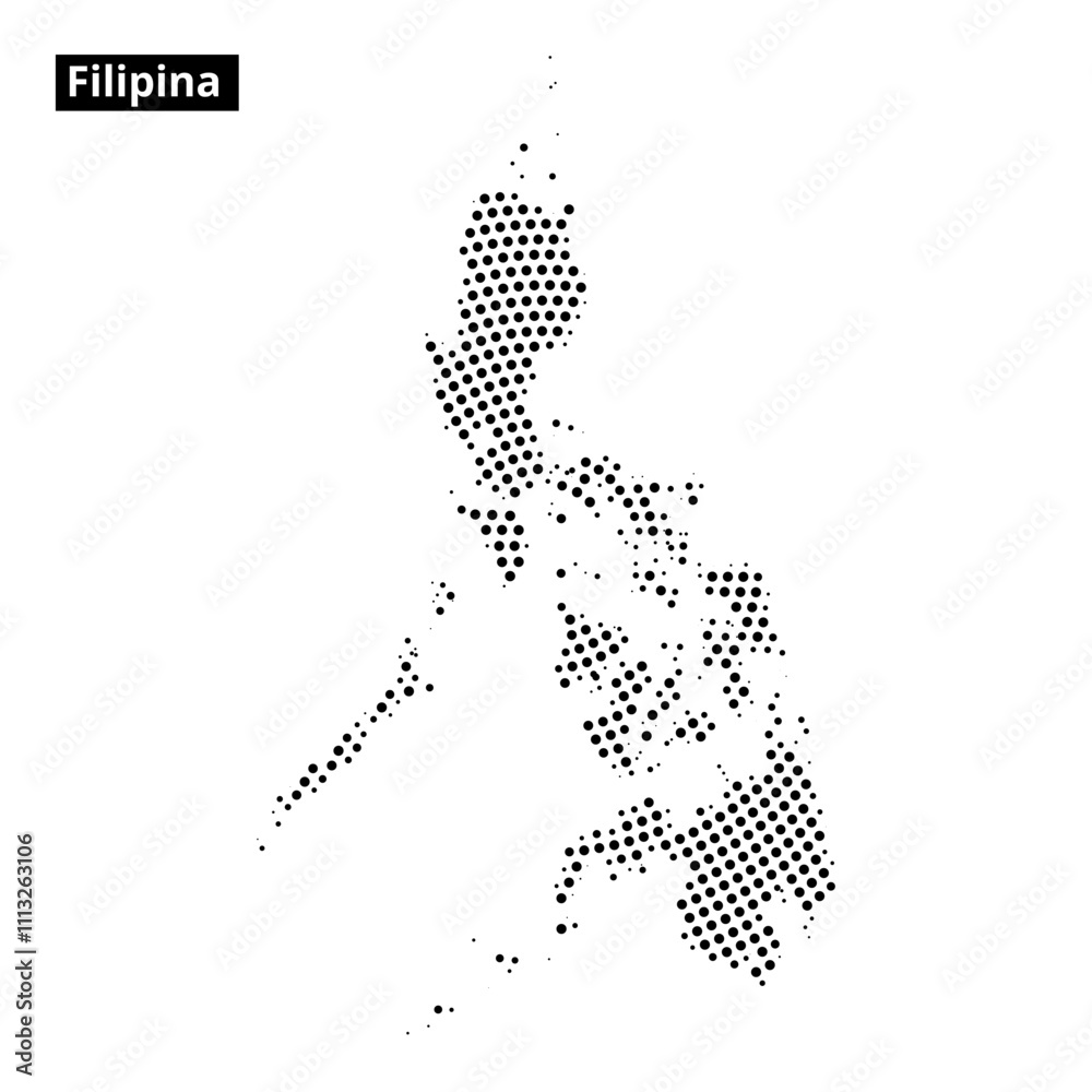Filipina map illustration showcasing the geographical outline of the ...
