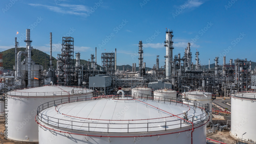 Aerial view oil and gas refinery industry plant, Oil and gas ...