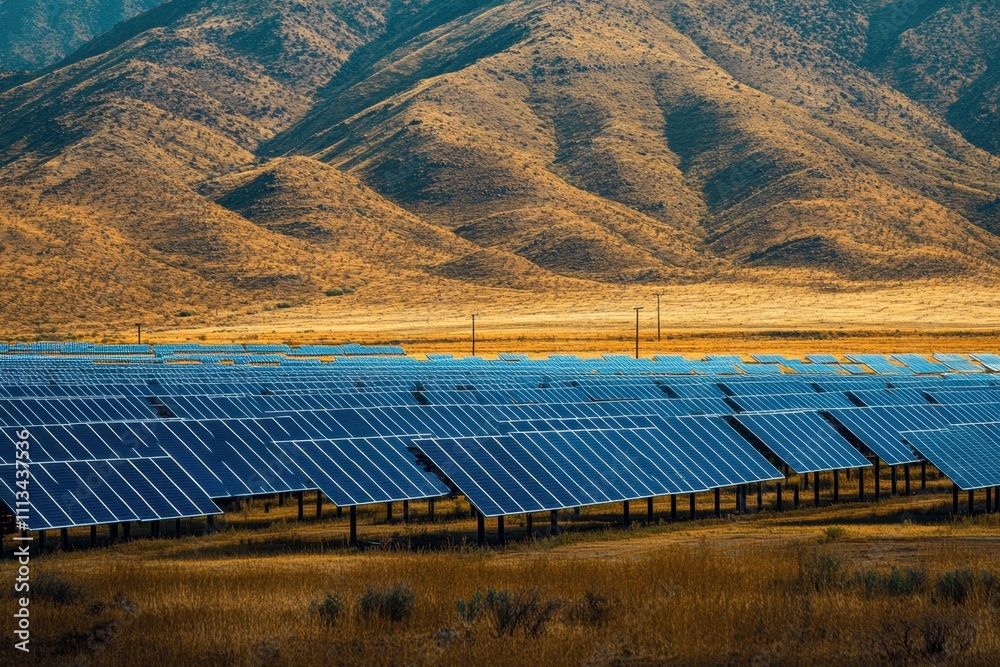 Expansive solar energy development desert landscape industrial ...
