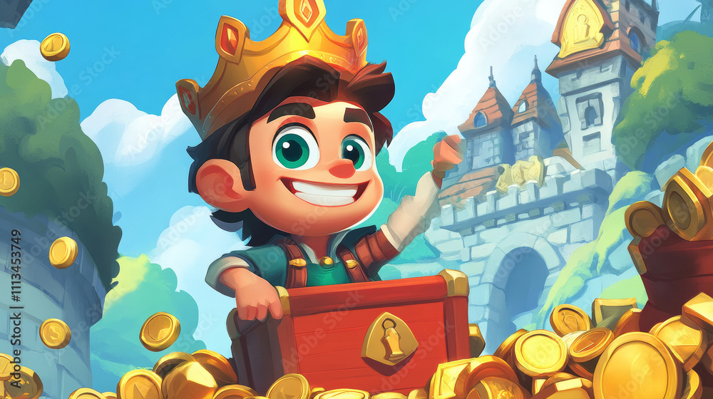 Pirate treasure progression showing increasing gold coin mounds with ...