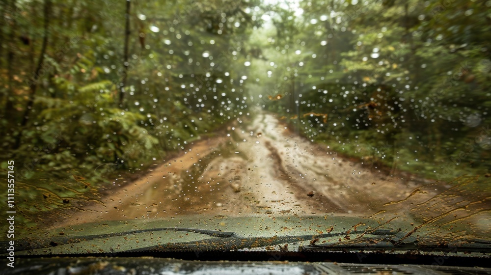 Dirt-Covered Windshield: Covered in streaks of mud, bug splatters, and ...