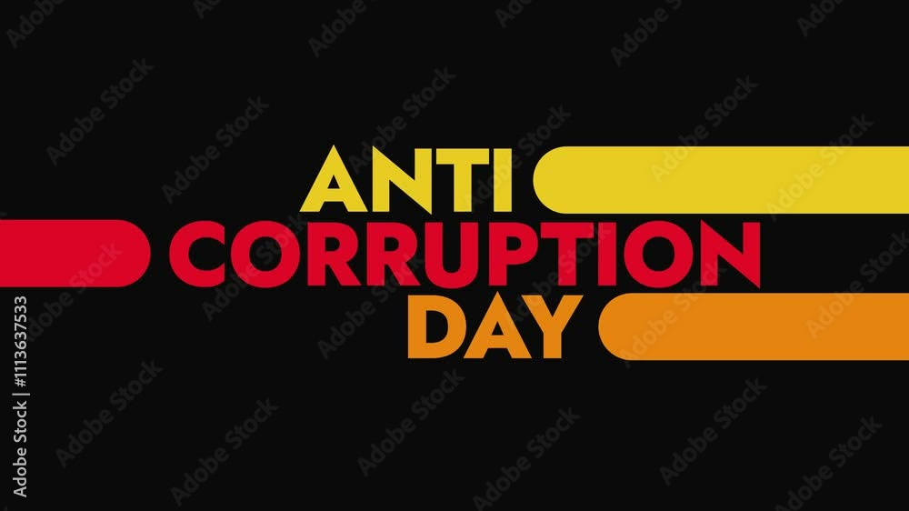 Anti Corruption Day colorful motion graphics seamless loopable text ...