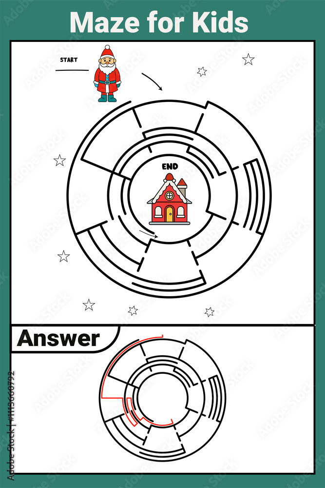 Maze game for kids Education worksheet, Labyrinth Puzzle Activity game ...