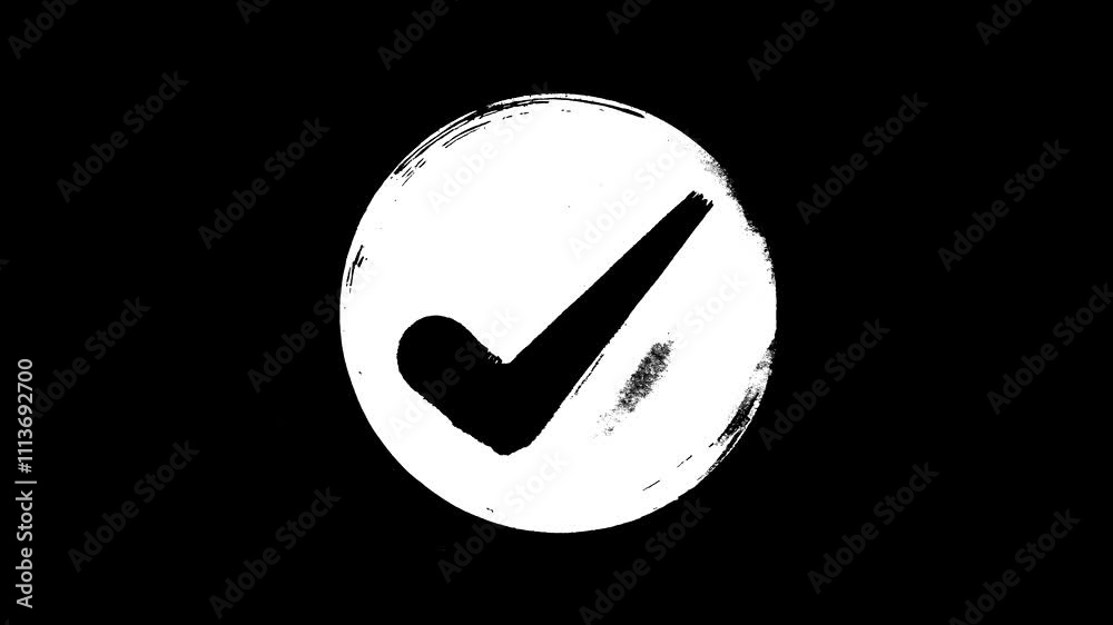 hand painted circular checkmark brush stroke animation loop video 4k ...