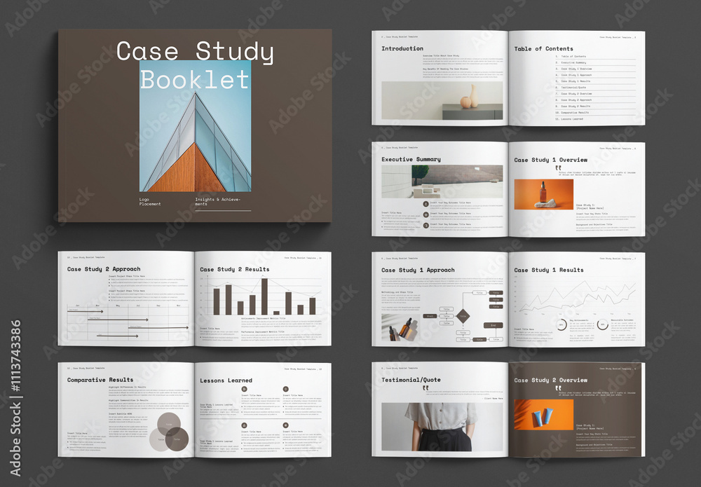 Case Study Booklet Template Brochure Design Layout Landscape Stock ...