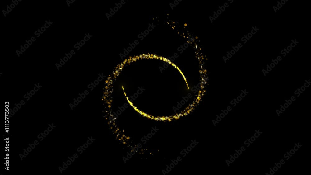Glitter Light circle trail Sparkling star dust trail spiral particle 4k animation. holiday event ...