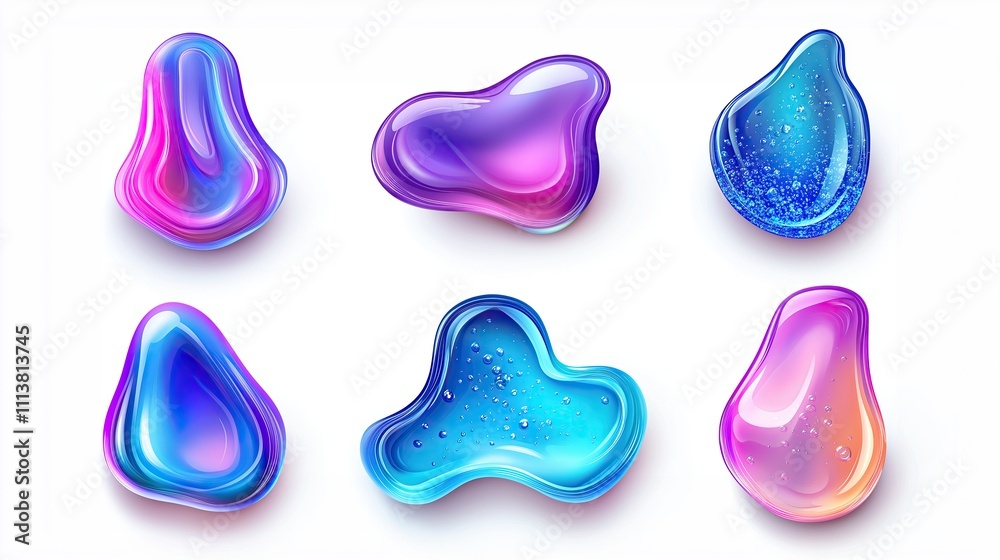 Colorful liquid blob shapes in vibrant colors for graphic design assets ...