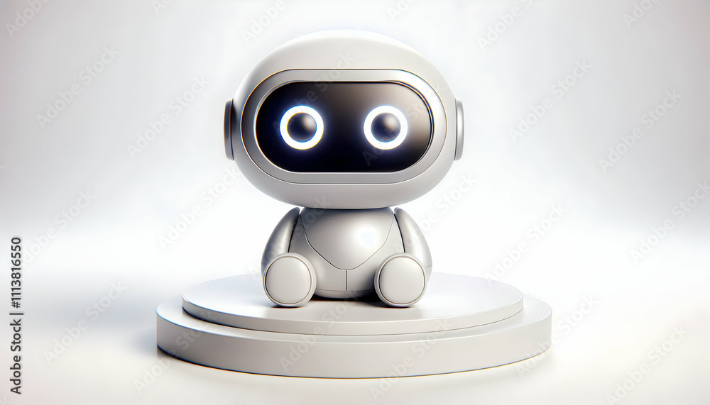 AI Robot Background A 3D cute AI robot with a round, squishy design ...