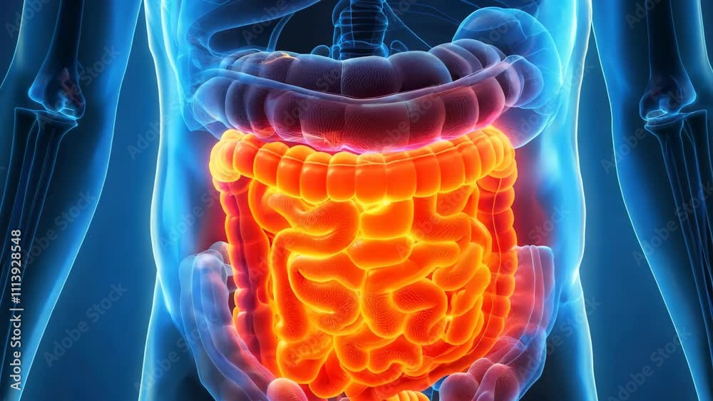 Vibrant Medical Illustration of Human Digestive System Exploring ...