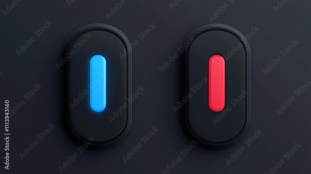 On and Off toggle switch buttons. Day and night mode switch button ...