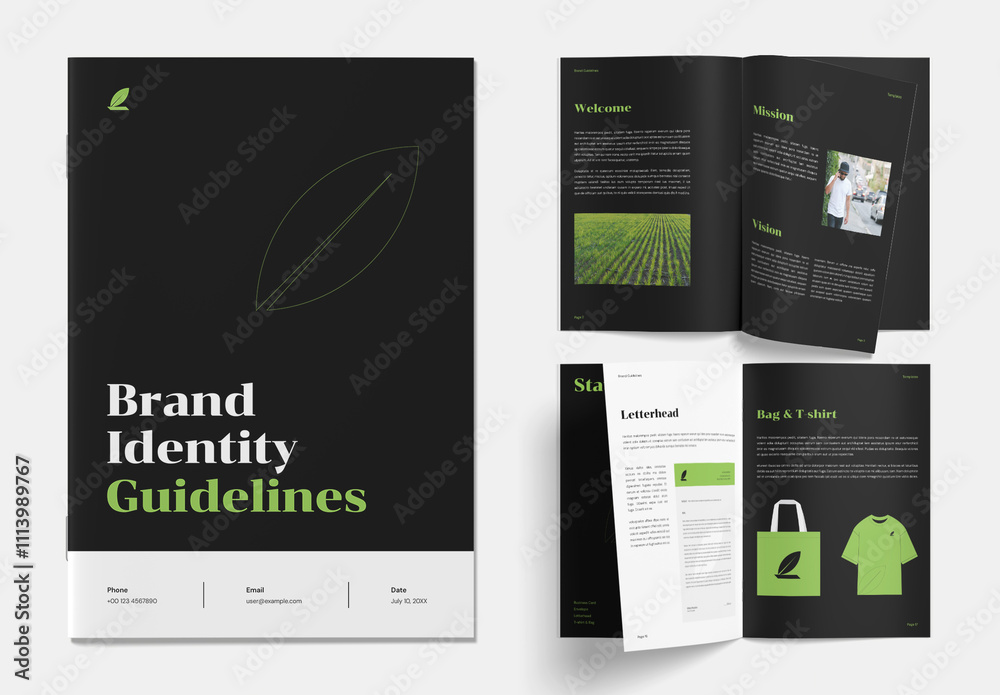 Brand Identity Guideline Booklet Layout Stock Template | Adobe Stock