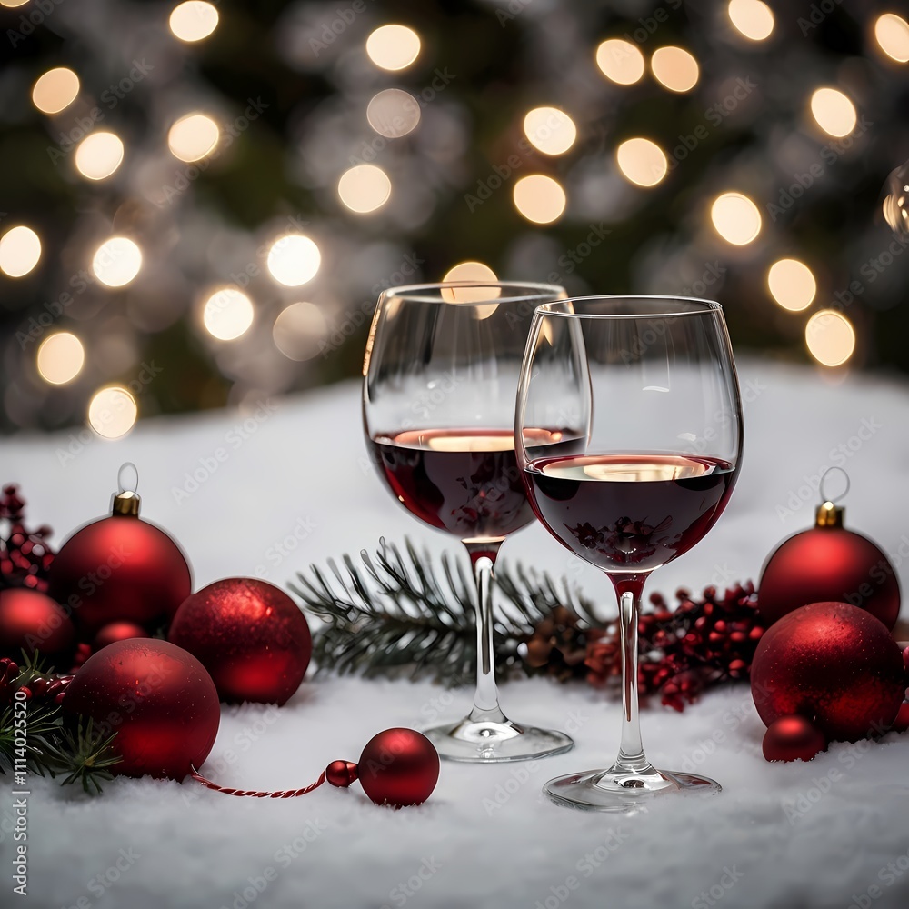 Festive Holiday Celebration with Elegant Red Wine Toast, Christmas ...