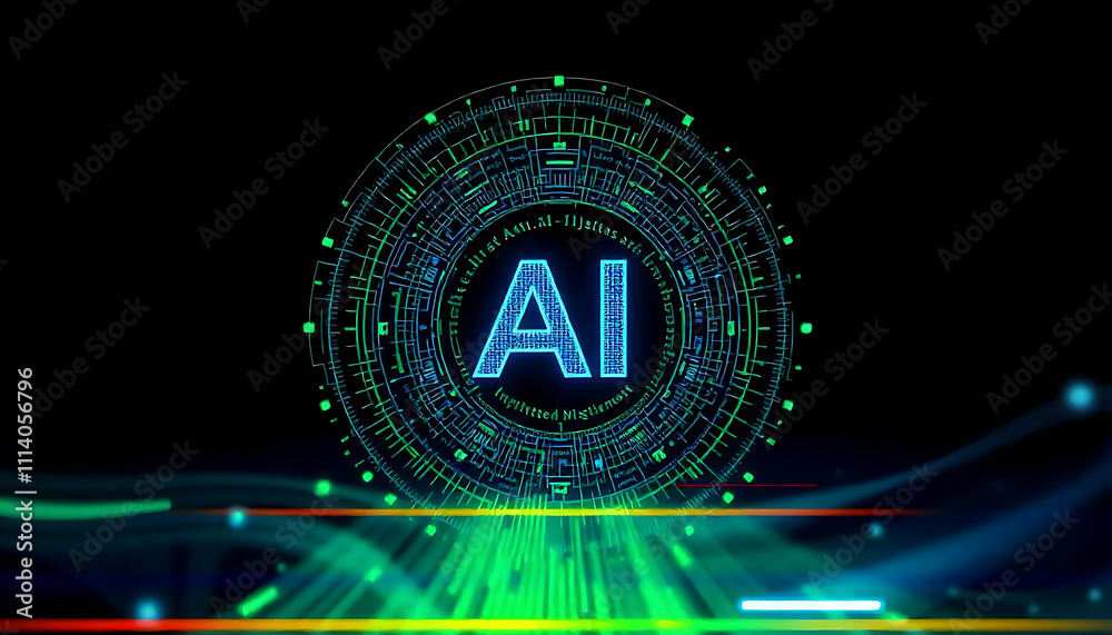 Artificial intelligence with letter AI in Abstract Technology Circle ...