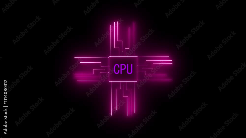 Animated circuit board. Digital technology background. Central computer processor CPU concept ...