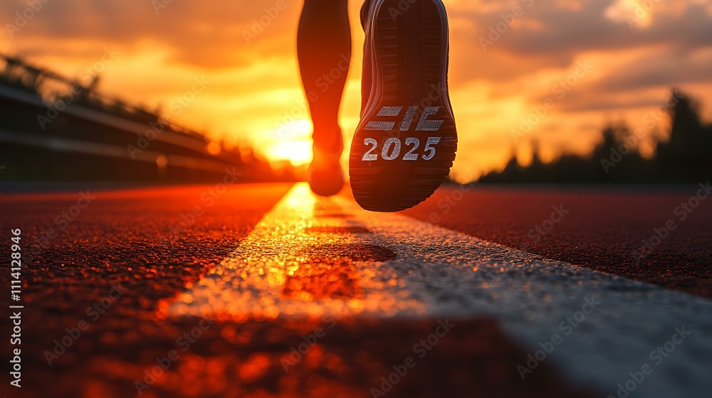 Photo & Art Print A symbolic image of a runner stepping onto a track ...