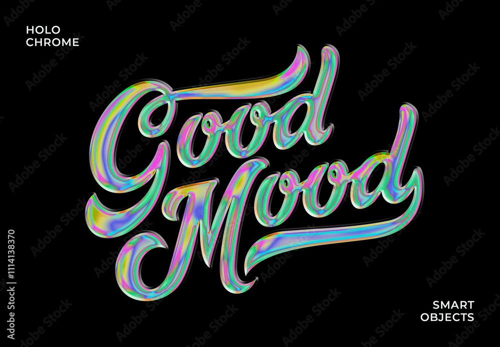 Holo Chromatic Text & Logo Effect Mockup Stock Template | Adobe Stock