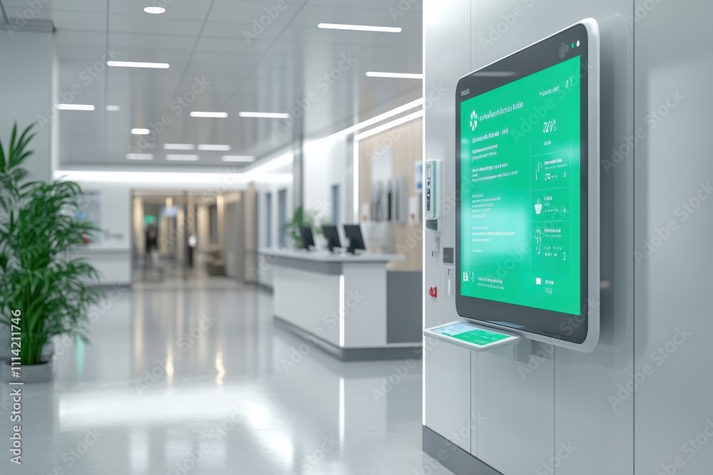 Interactive digital information display modern hospital lobby digital ...