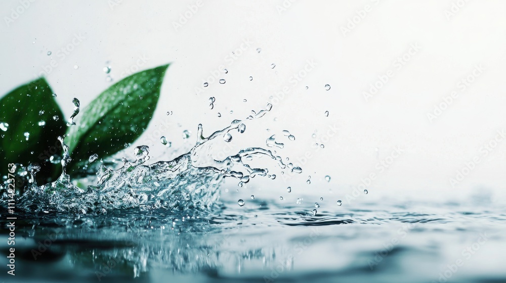 Macro view of transparent water molecules rising from a splashing pool ...