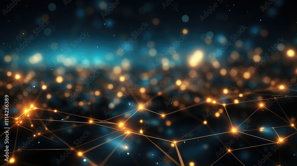 digital technology background.Blue abstract background with a network grid and particles ...