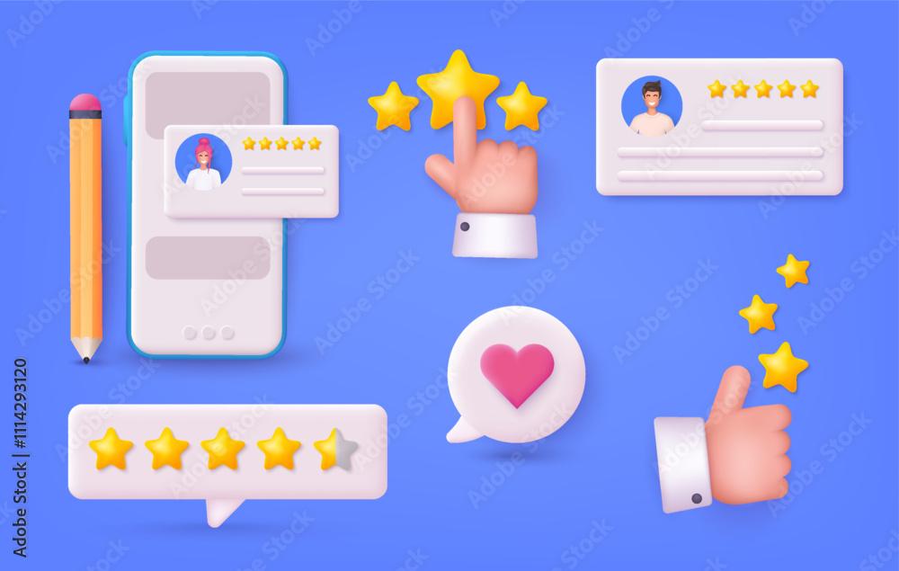 Customer feedback review with give 5 star rating. Customer woman review ...