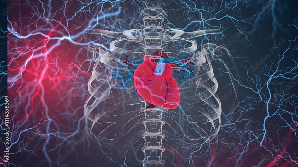 A detailed medical illustration of the human circulatory system ...