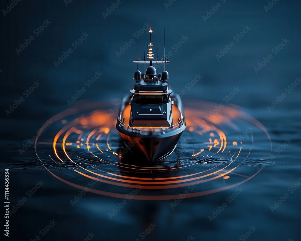 Closeup of an autonomous ship s LIDAR system scanning the surrounding ...