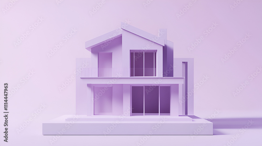 purple tree isolated on the purple background , modern architecture , a ...