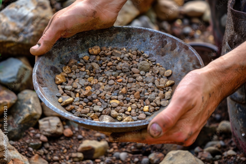 Mining For Gold. Panning and Classifying Soil, Pebbles, and Dirt to ...