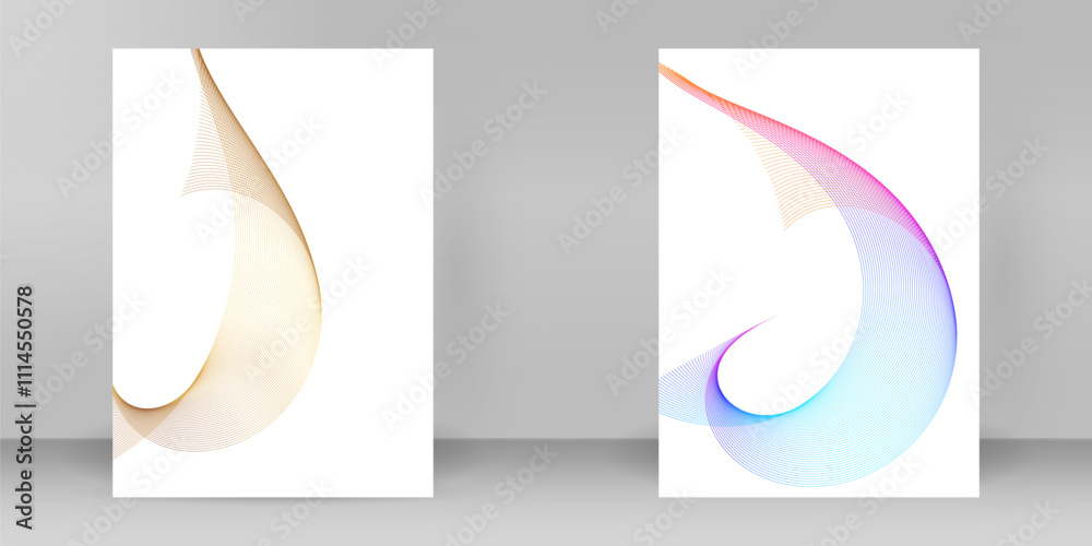 Advertisement flyer design elements. Abstract golden element on white ...