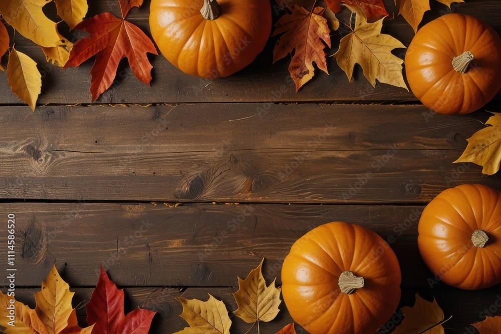 Autumn bottom border banner of pumpkins, gourds and fall decor on a ...