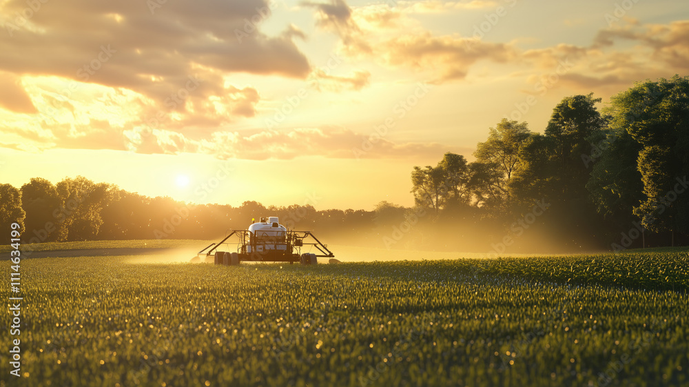 Generative AI image of unmanned robot herbicide sprayer working in ...