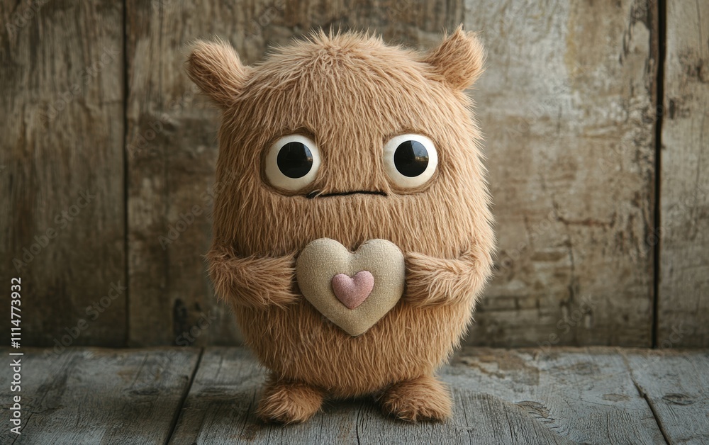 Soft Brown Bear-Like Plush Monster A cuddly brown plush monster with ...