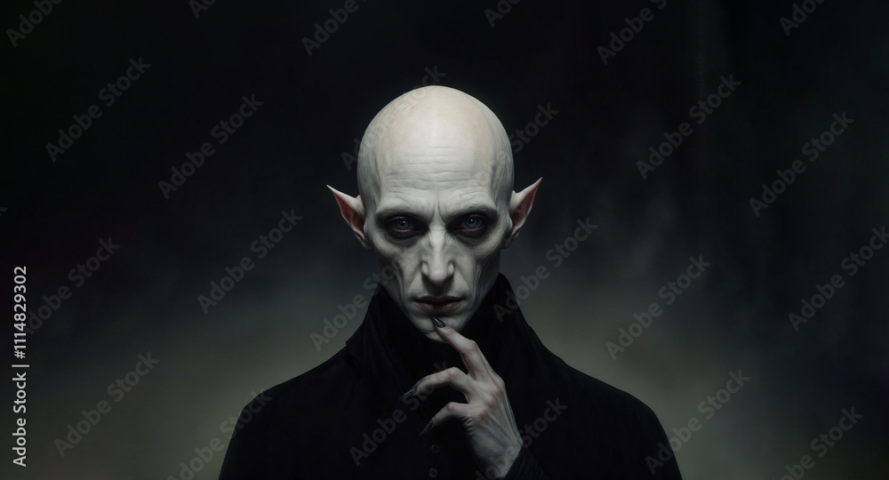 Photo & Art Print Creepy scary bald vampire portrait. Nosferatu evil ...