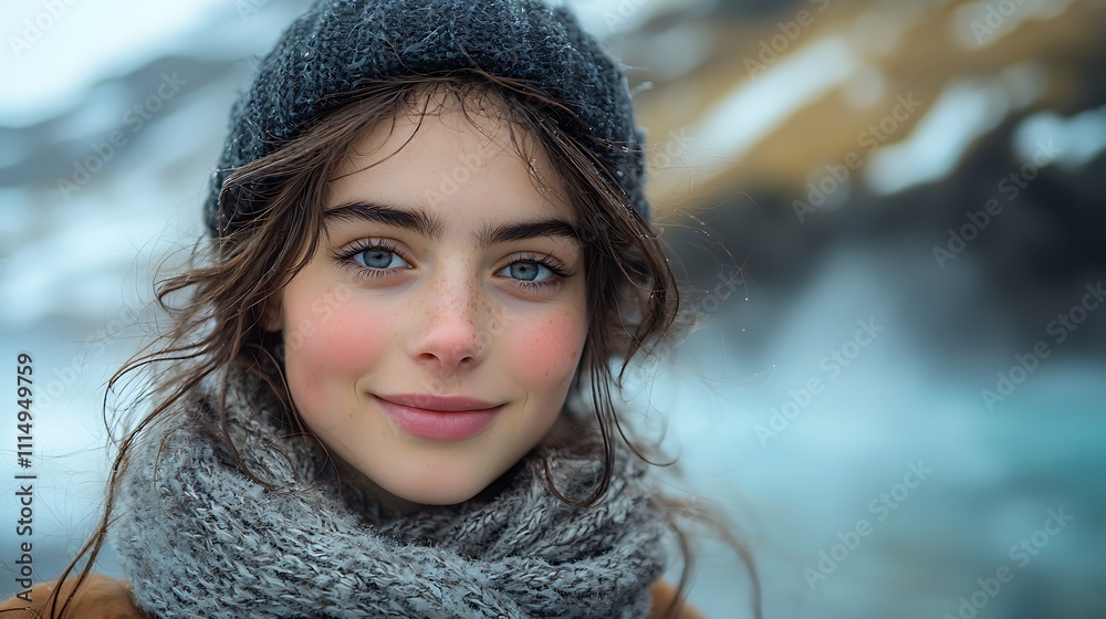 A Beautiful Teenage Girl From Iceland 18 Years Old Standing By A