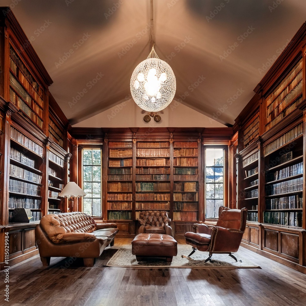 Classic Home Library Ideas Mahogany Shelves and Comfortable Seating for ...