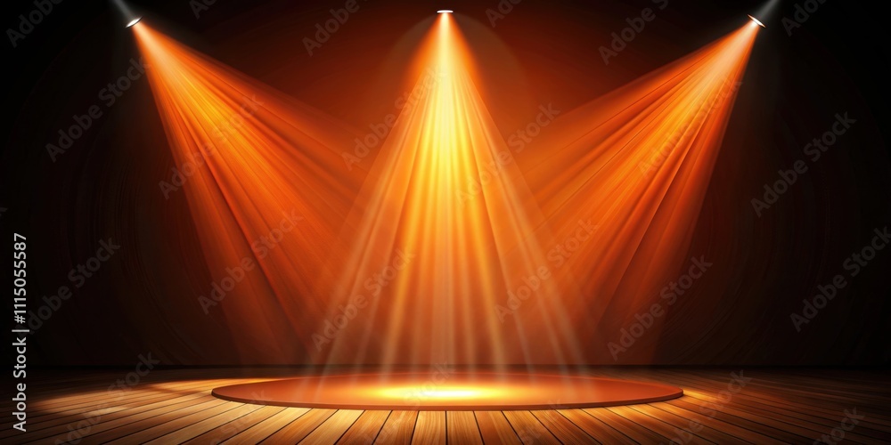 Orange spotlight shining on stage, creating a dramatic effect, orange ...