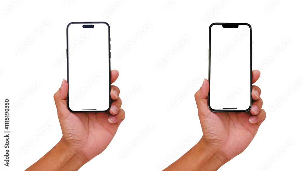 iPhone mockup on Hand holding the PNG of smartphone iphon 10,16 with ...