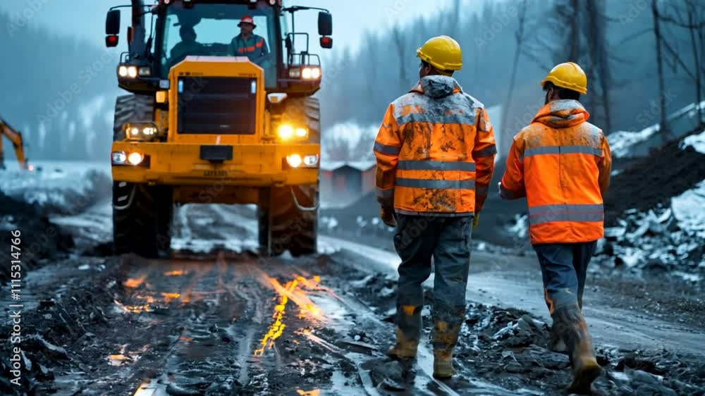 Civil engineers managing the construction of a new highway, ensuring ...