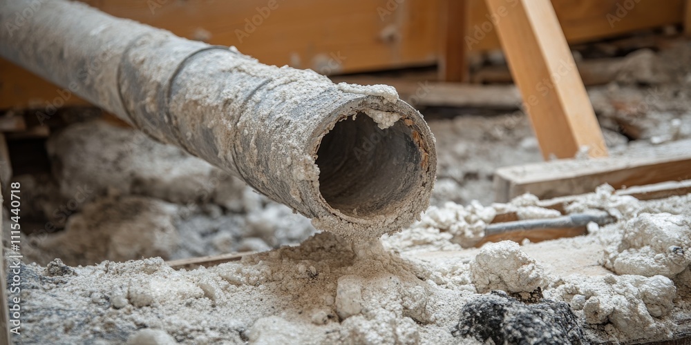 Image featuring a pipe with asbestos insulation clearly visible ...