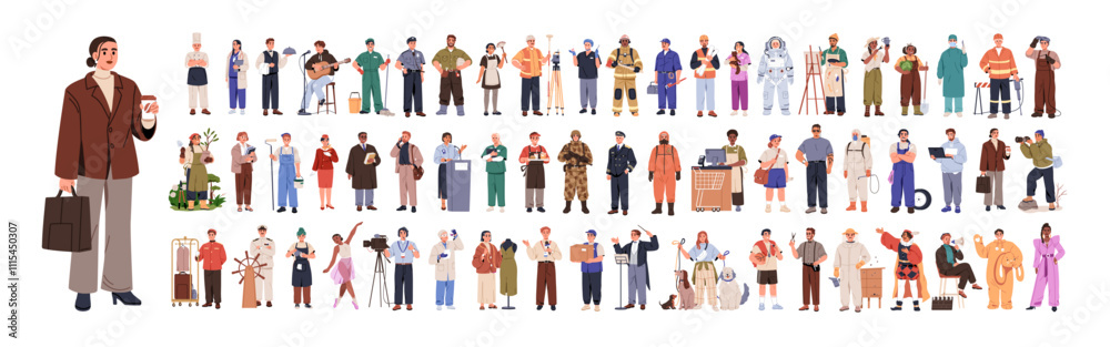 Professions, occupations and jobs set. Teacher, chef, doctor ...