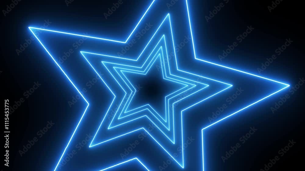 Tunnel with disco style stars, VJ Loop Glowing Disco Tunnel, Neon Star ...