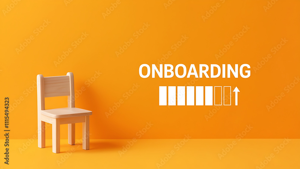 Onboarding Concept with Wooden Chair and Progress Bar, hiring copy ...