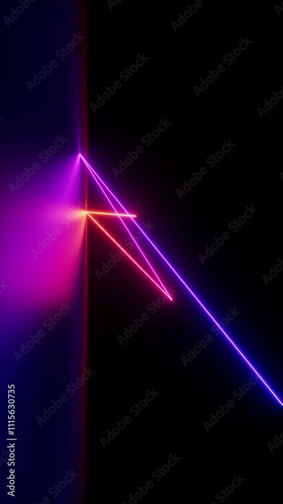 looping 3d animation 4K, abstract neon background of glowing zigzag ...