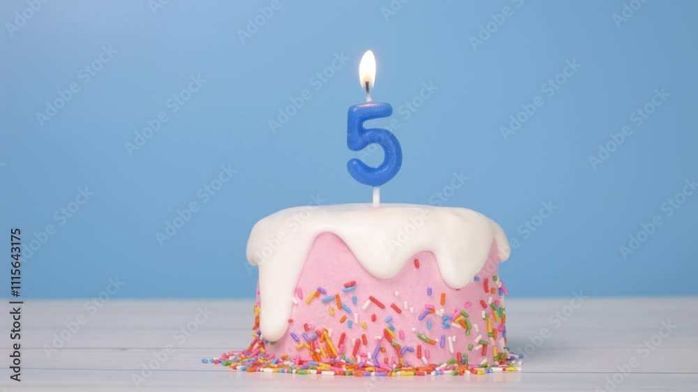 birthday cake with number five candle to celebrate 5th birthday ...
