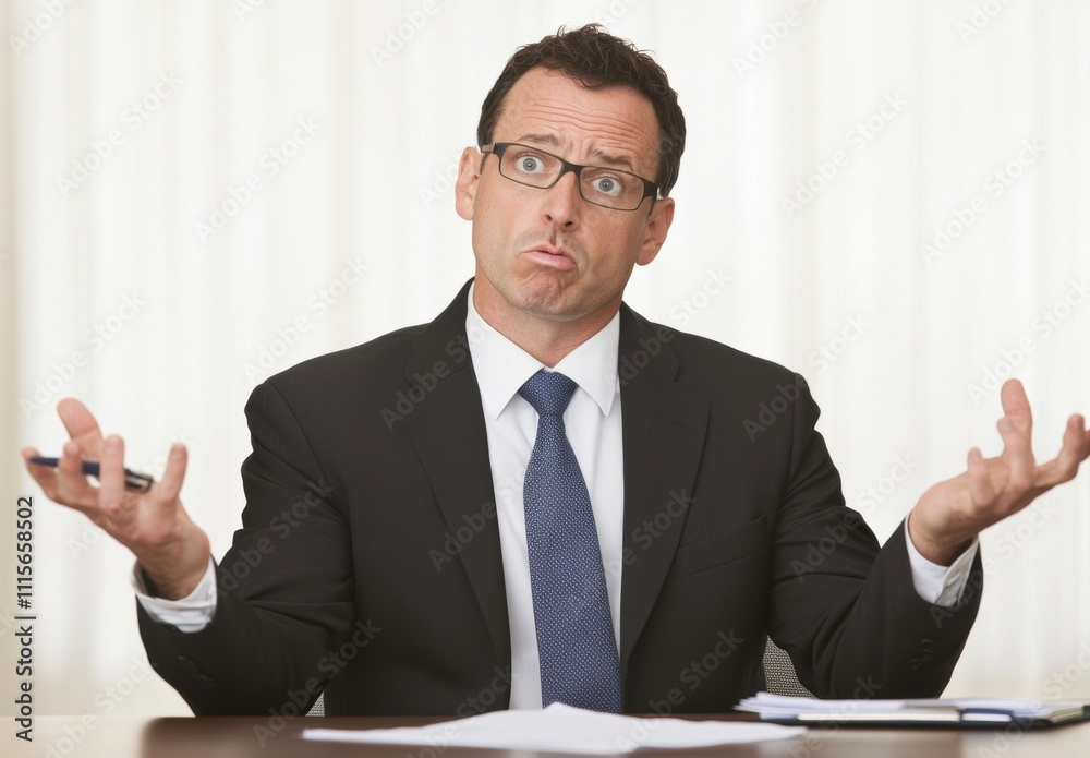Professional Male in Business Suit Looking Confused and Unsure at ...