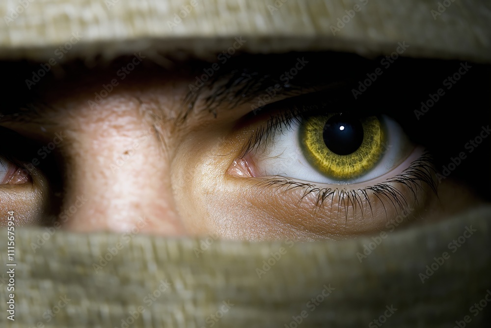 Intriguing close-up of an intense gaze reveal the emotion and depth ...