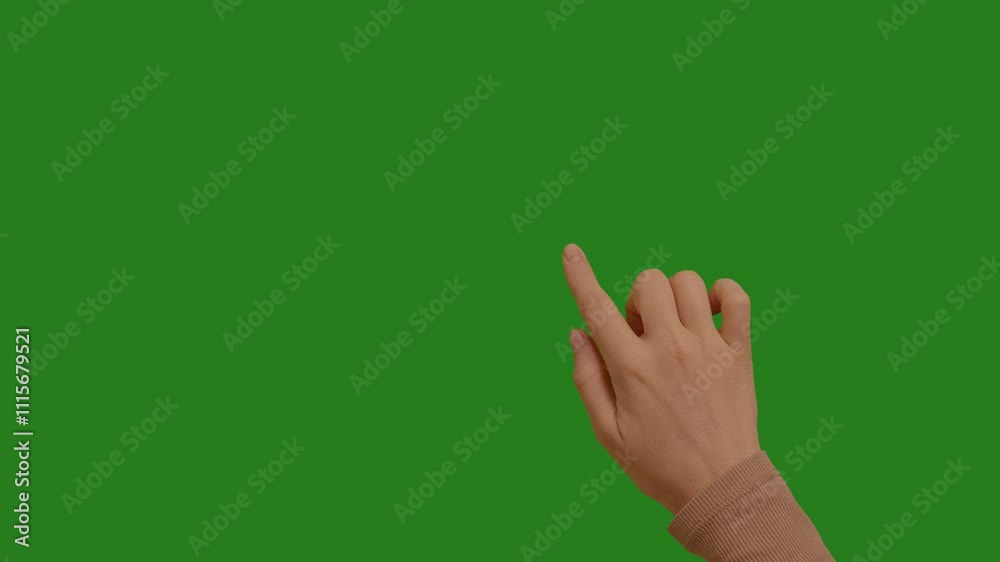 Hand making gestures pack of finger on chroma key green screen ...
