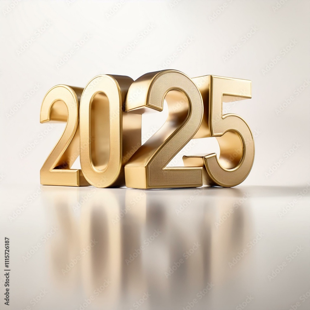 2025 3d text New Year gold realistic rendering celebration AI Image Stock Photo | Adobe Stock