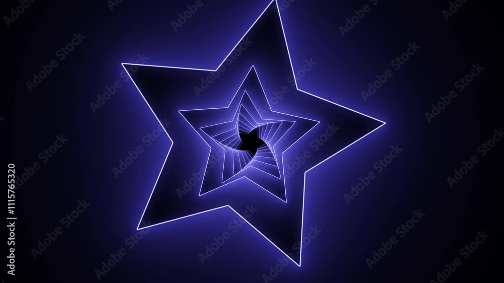 Tunnel with disco style stars, VJ Loop Glowing Disco Tunnel, Neon Star ...