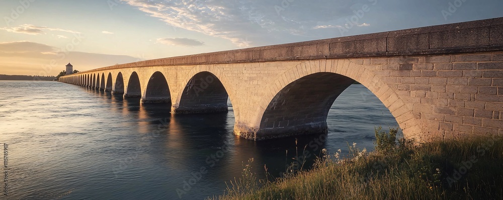 The historic and impressive Öland Bridge, connecting the mainland to ...